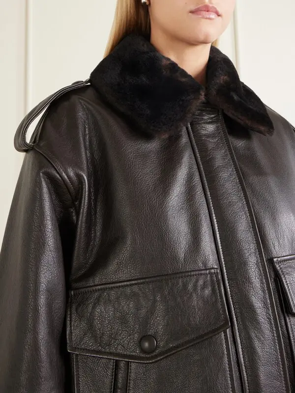 Loulou De Saison Russo Shearling-trimmed Leather Jacket