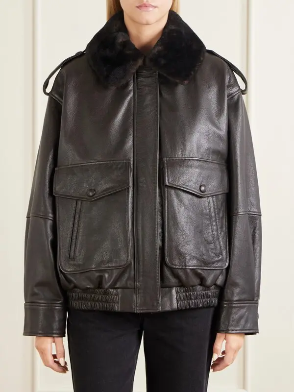 Loulou De Saison Russo Shearling-trimmed Leather Jacket