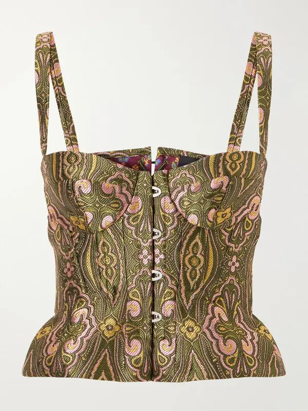 Etro Floral Paisley-print Jacquard Bustier Top