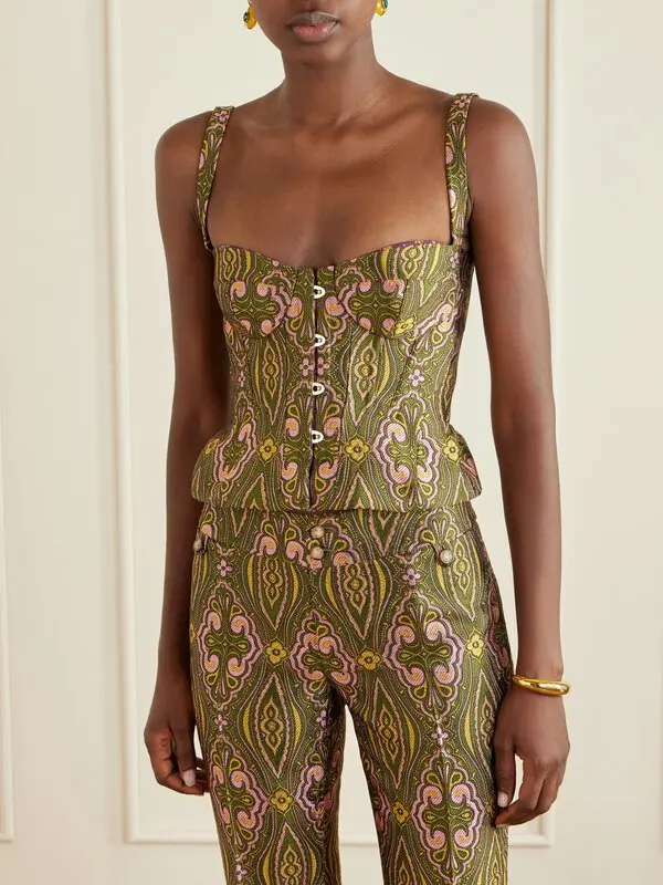 Etro Floral Paisley-print Jacquard Bustier Top