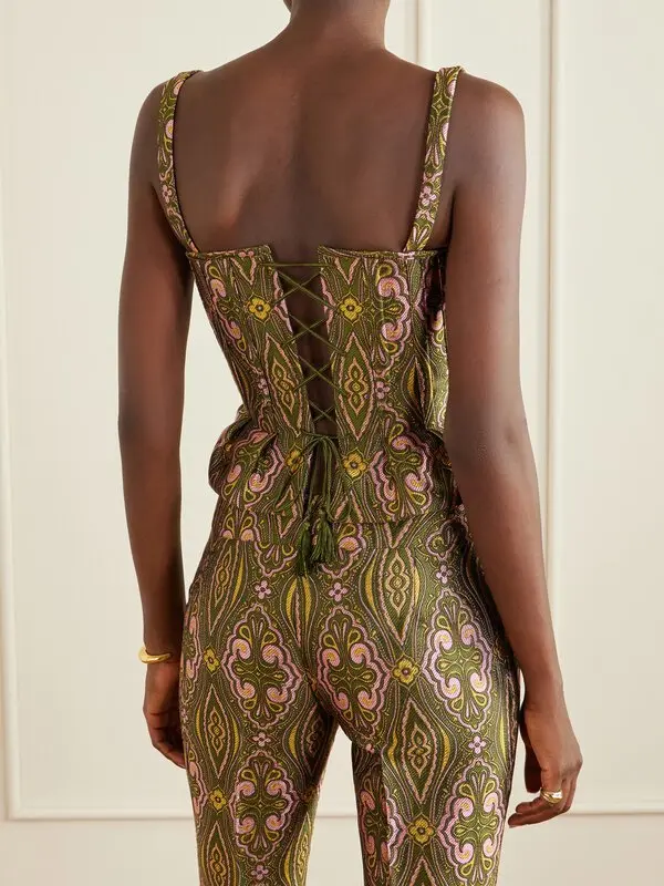 Etro Floral Paisley-print Jacquard Bustier Top