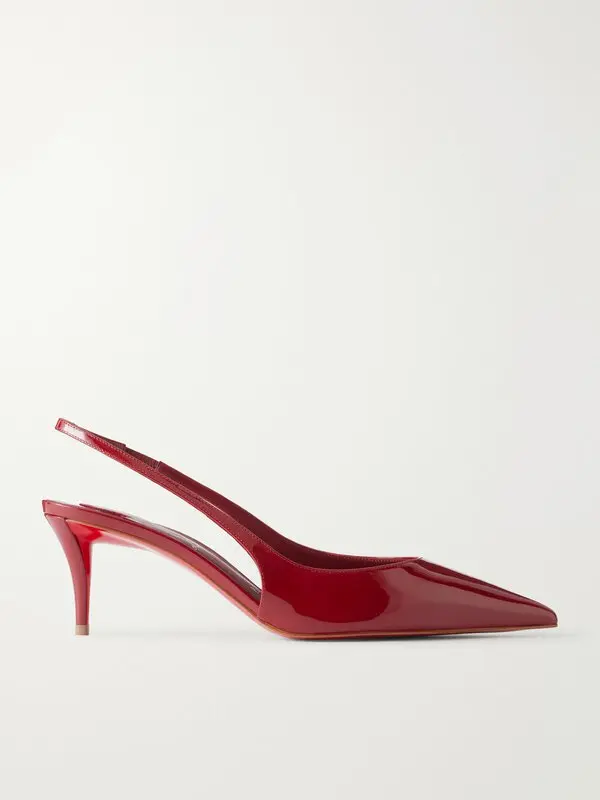 CHRISTIAN LOUBOUTIN Miss Z 60 Patent Leather Slingback Pumps - Red