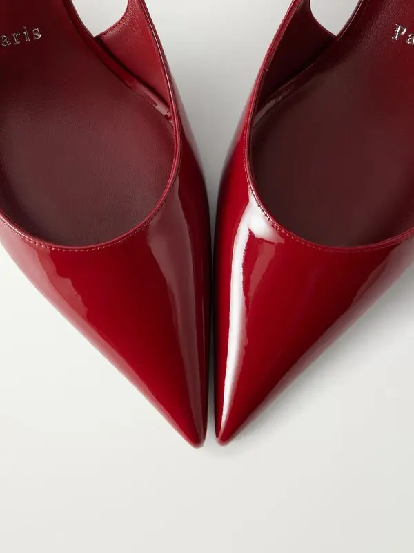 CHRISTIAN LOUBOUTIN Miss Z 60 Patent Leather Slingback Pumps - Red