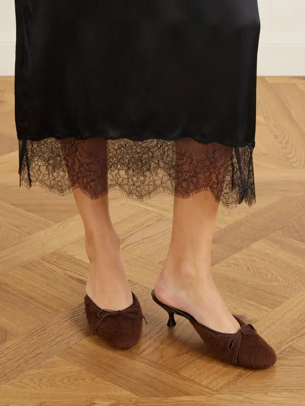 HERBERT LEVINE 24/7 50 Bow-detail Shearling Mules