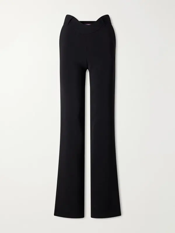 JEAN PAUL GAULTIER Wavy Crepe Mid-rise Wide-leg Pants - Black