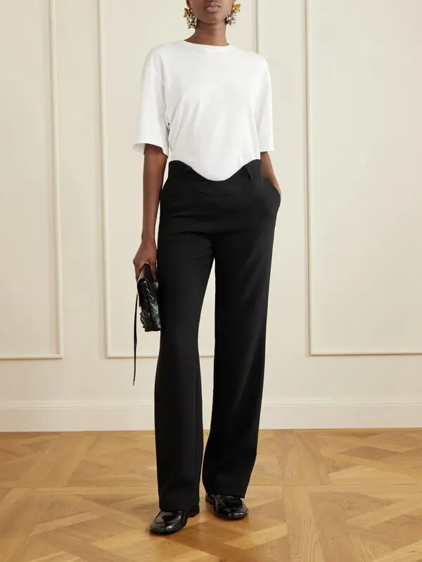 JEAN PAUL GAULTIER Wavy Crepe Mid-rise Wide-leg Pants - Black