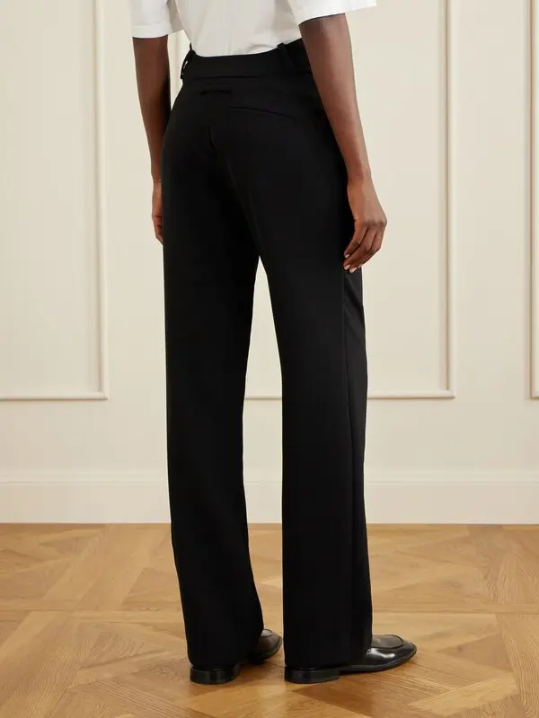 JEAN PAUL GAULTIER Wavy Crepe Mid-rise Wide-leg Pants - Black