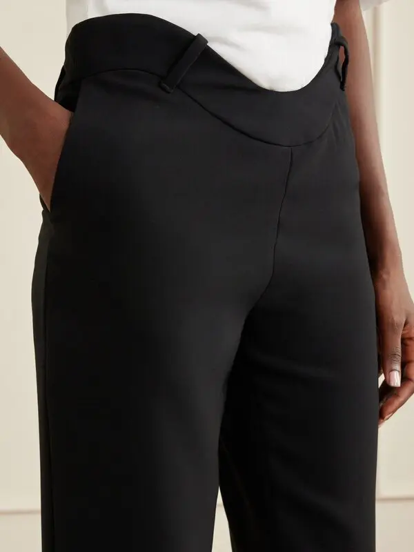 JEAN PAUL GAULTIER Wavy Crepe Mid-rise Wide-leg Pants - Black