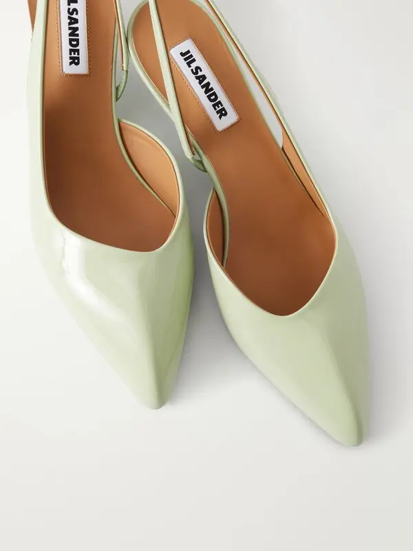 JIL SANDER Arc Patent Leather Slingback Wedge Sandals