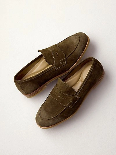 BOS & CO S Rhett Suede Loafers - Olive