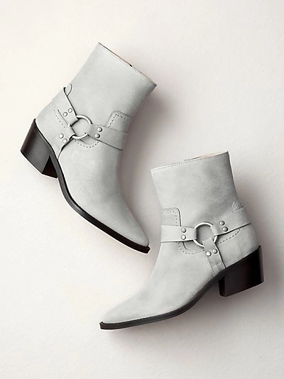 BOS & CO S Belle Leather Boots - Light Grey