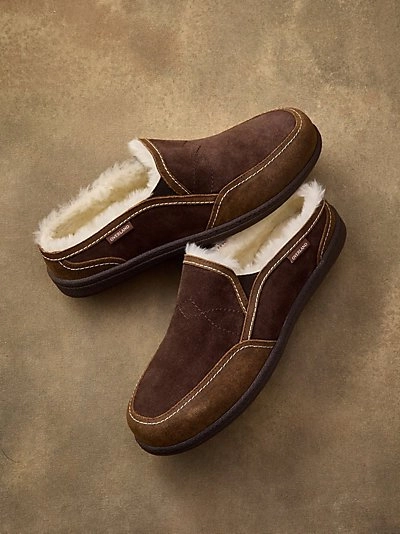 Overland Shearling-lined Leather Mule Slippers - Dark Chestnut