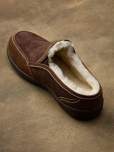 Overland Shearling-lined Leather Mule Slippers