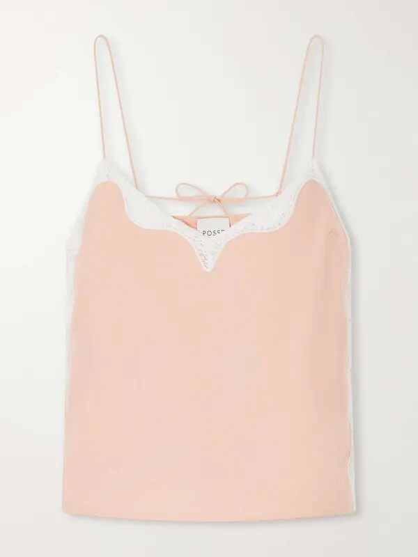 Posse Tabitha Lace-trimmed Tencel™ Lyocell Camisole