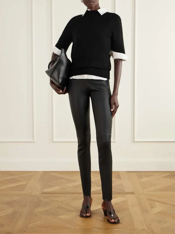 JOSEPH Paneled Stretch-leather Mid-rise Skinny-leg Pants