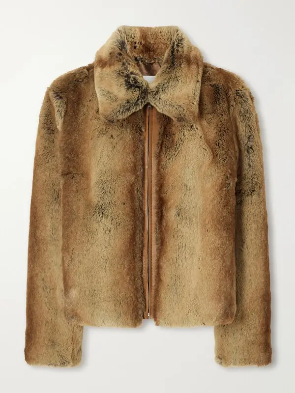 Veronica De Piante Mireia Leather-trimmed Plush Jacket - Brown