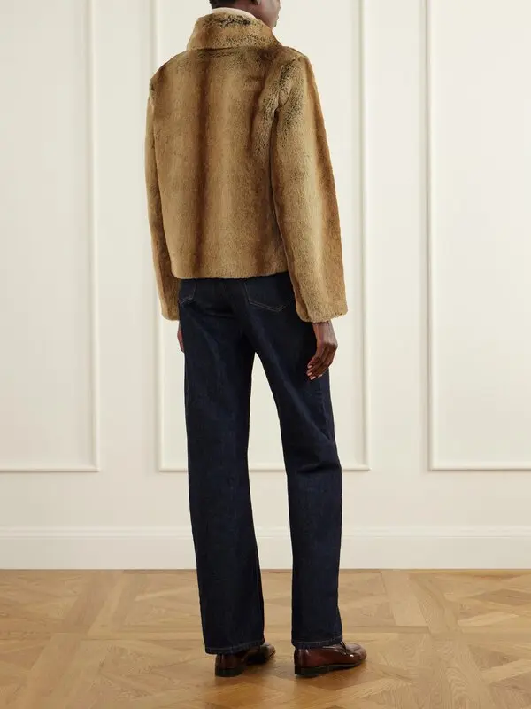 Veronica De Piante Mireia Leather-trimmed Plush Jacket - Brown