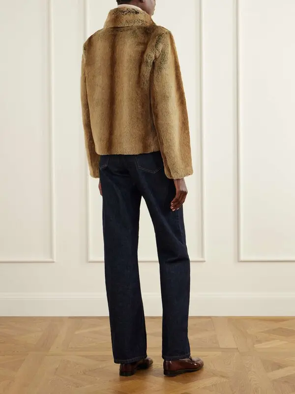 Veronica De Piante Mireia Leather-trimmed Plush Jacket