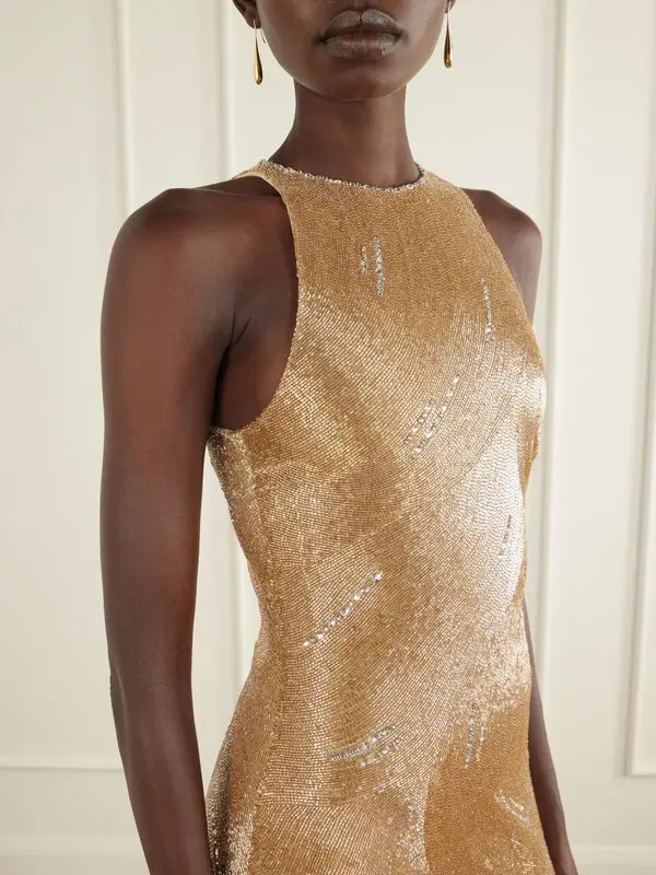 CLIO PEPPIATT Delphine Embellished Stretch-mesh Gown