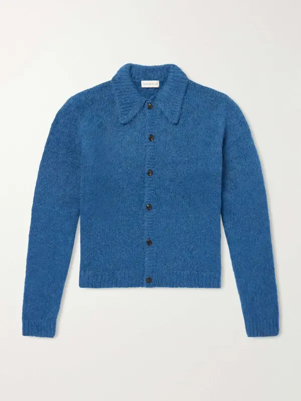 Dries Van Noten Mora Cropped Alpaca-blend Cardigan - Blue