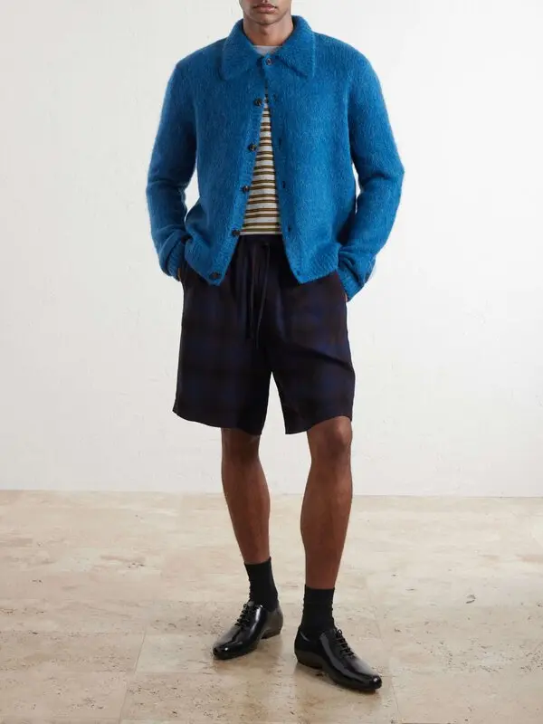 Dries Van Noten Mora Cropped Alpaca-blend Cardigan - Blue