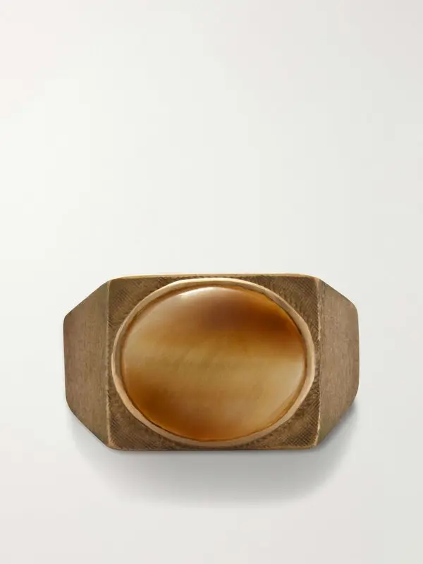 FOUNDWELL Vintage 1970s 10-karat Gold Tiger Eye Ring - Brown