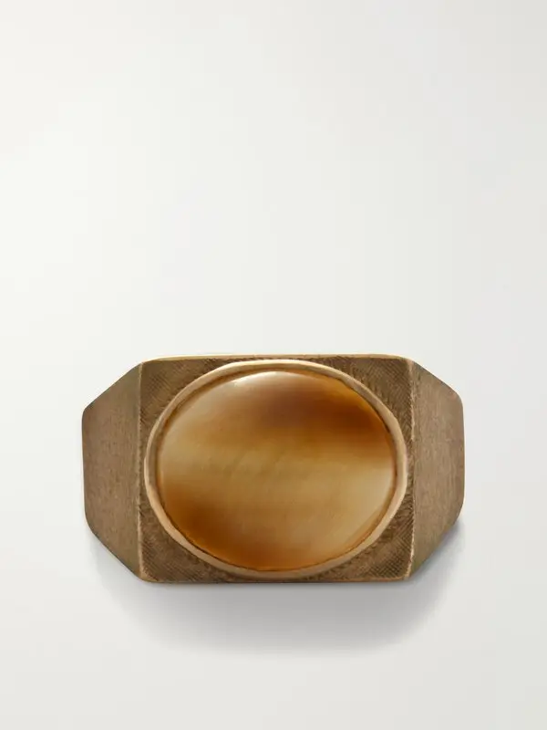 FOUNDWELL 1970s 10-karat Gold And Tiger's Eye Ring - Brown