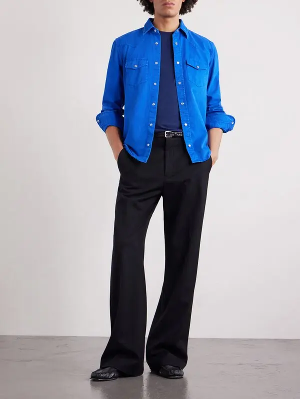 TOM FORD Lyocell And Cotton-blend T-shirt - Blue