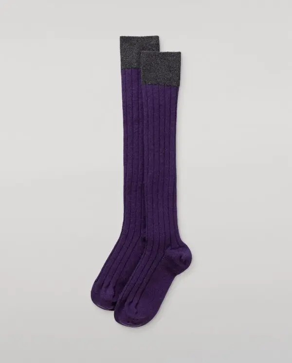 Johnstons Of Elgin Ainsley Long Cashmere Socks - Purple