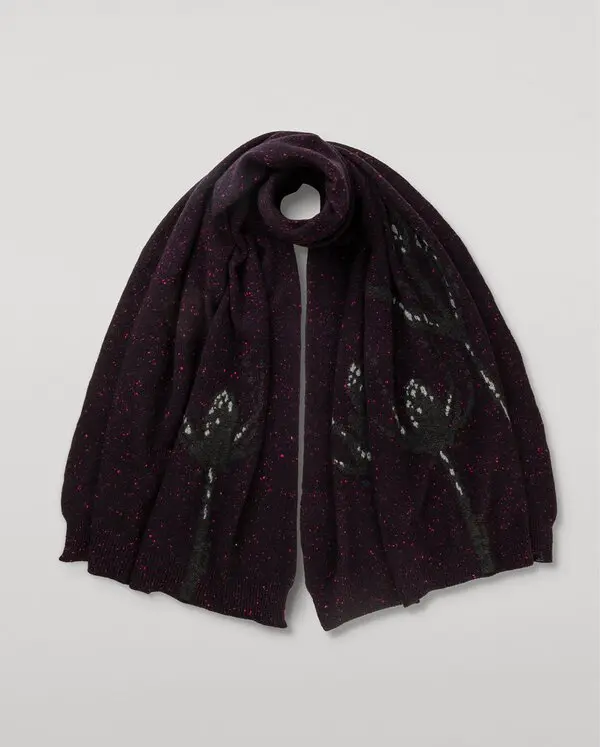 Johnstons Of Elgin Wild Thistle Intarsia Cashmere Wrap - Purple