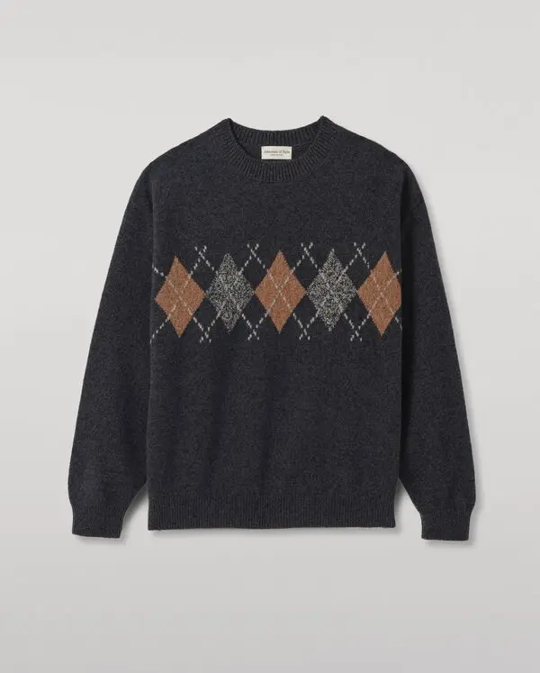 Johnstons Of Elgin Rusky Grey Argye Ambswoo Jumper - Blue