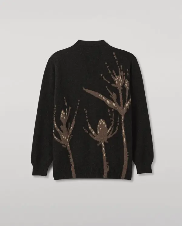 Johnstons Of Elgin Cashmere Cardigan With Wild Thistle Intarsia
