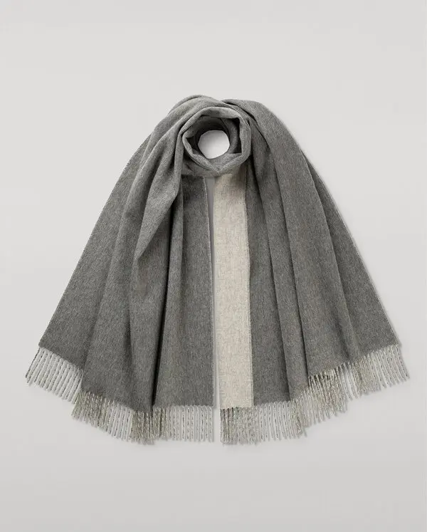 Johnstons Of Elgin Contrast & Silver Cashmere Stole - Grey
