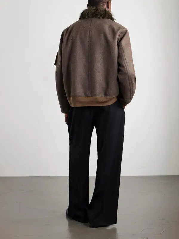 Sacai Melton Wool Blouson Jacket With Plush Trim