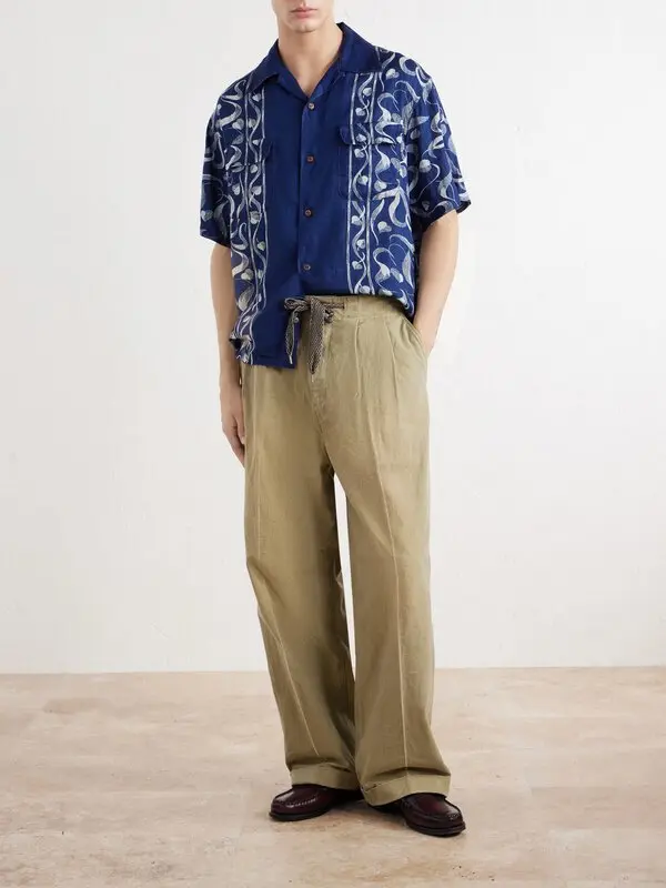 Kapital Okura Camp-collar Printed Linen Shirt