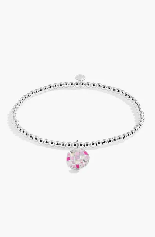 A LITTLES & CO Silver-plated Beaded Bracelet With Disco Ball Charm