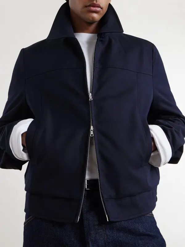 Dries Van Noten Padded Cotton And Wool-blend Blouson Jacket - Blue