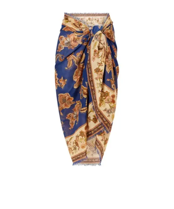Zimmermann Frayed Printed Cotton Pareo - Brown