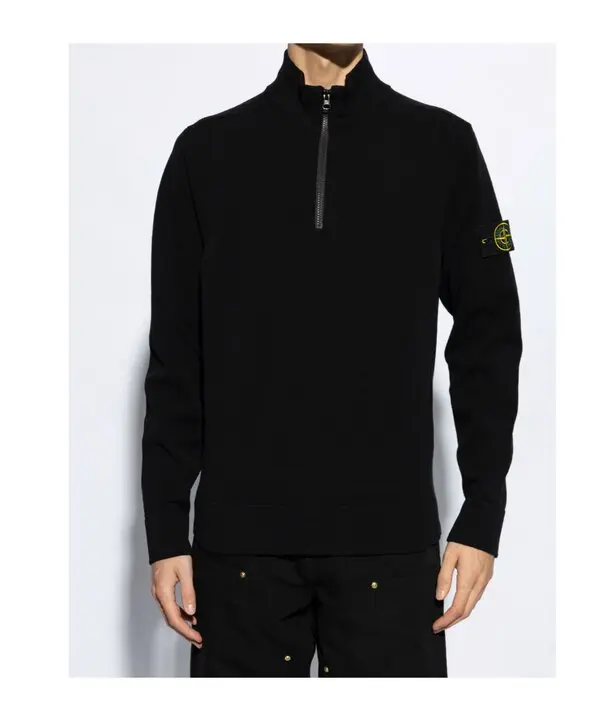 Stone Island Logo Patch Half-zipped Jumper
