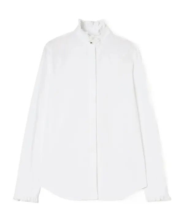 Burberry Classic Fit Cotton Poplin Shirt With Ruffled Trims - No