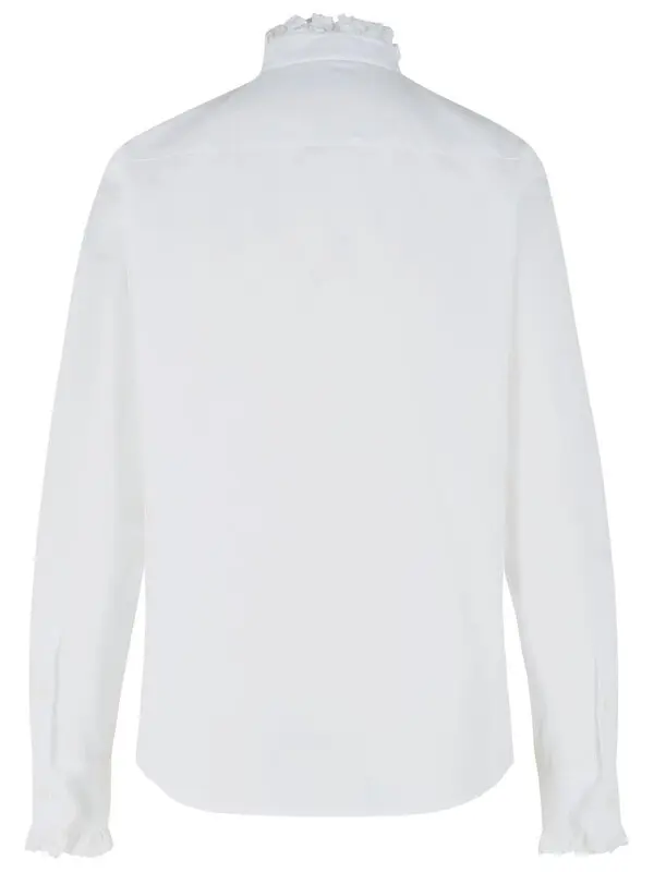 Burberry Classic Fit Cotton Poplin Shirt With Ruffled Trims - White