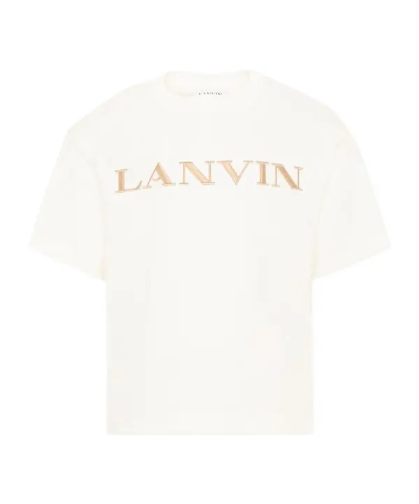 LANVIN Logo Embroidered Crewneck T-shirt - Ivory