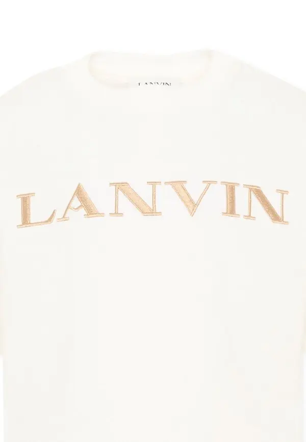 LANVIN Embroidered Logo Crewneck T-shirt - Ivory
