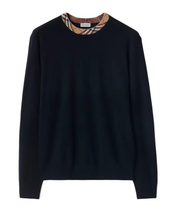 Burberry Checked-trim Ribbed-knit Jumper