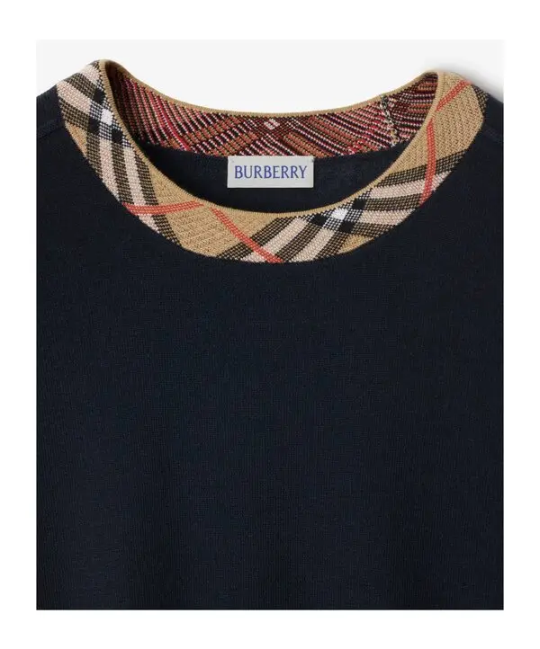 Burberry Checked-trim Ribbed-knit Jumper