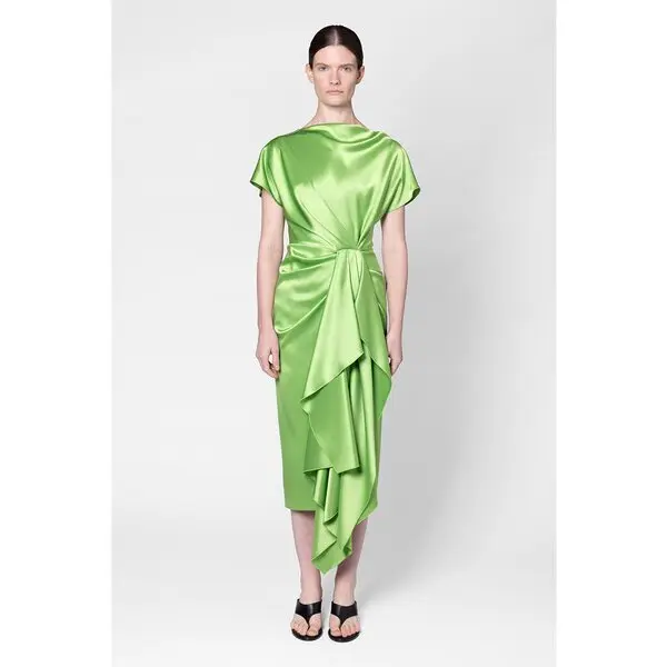 ROKSANDA Satin Draped Zoa Midi Dress - Meadow