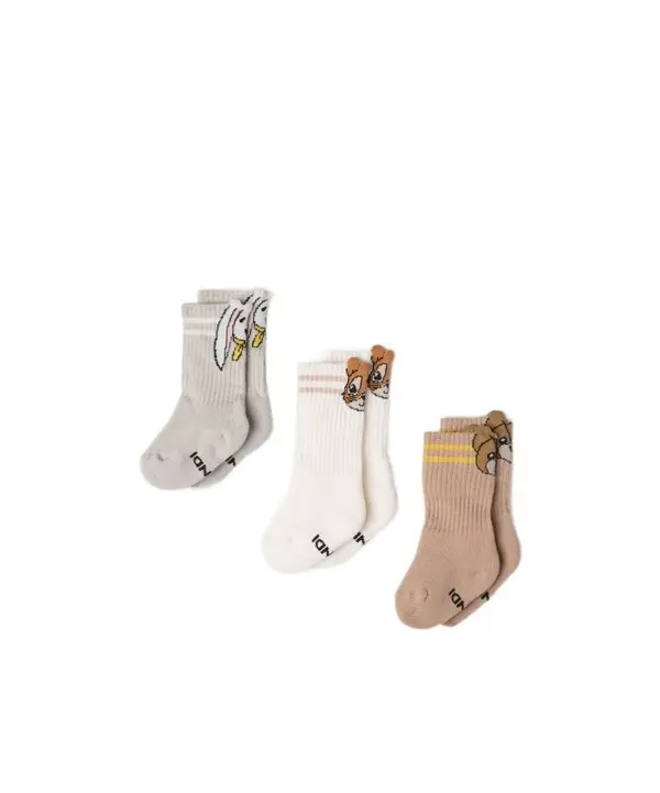 Fendi Multicolor Set Of Three Cotton Socks With Mascot