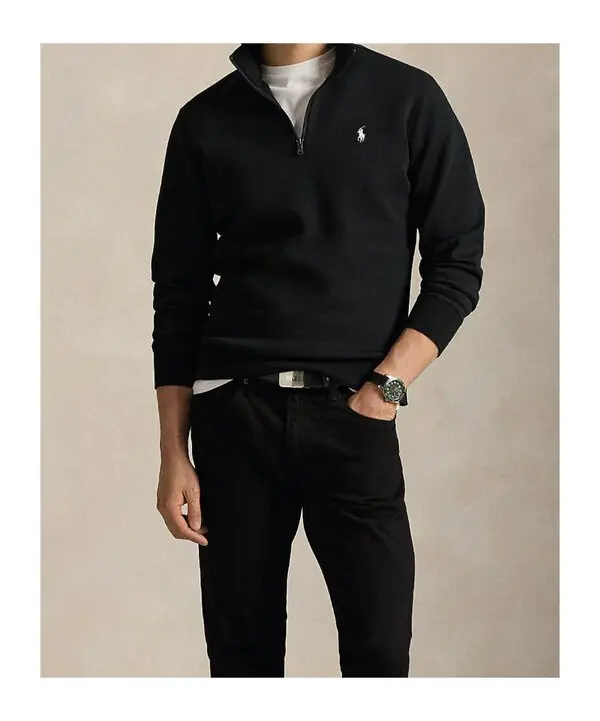 Polo Ralph Lauren Logo Embroidered Half-zip Sweatshirt - Black