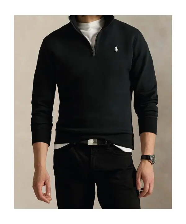 Polo Ralph Lauren Logo Embroidered Half-zip Sweatshirt - Black