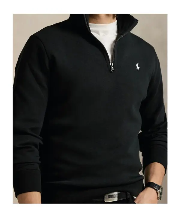 Polo Ralph Lauren Logo Embroidered Half-zip Sweatshirt - Black
